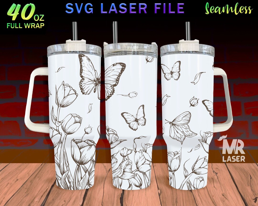 Tulip Flower V2 Laser Engraved Full Wrap Design for 40 Oz Tumbler ...