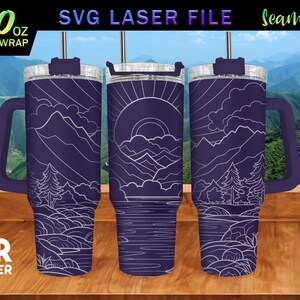 Lake Laser Engraved Full Wrap Design for 40oz Tumbler, Lake SVG Laser ...
