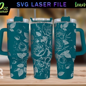 Rose Bouquet Laser Engraved Full Wrap Design for 40 Oz Tumbler, Rose ...
