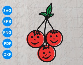 Cherry Smiley Face - Etsy