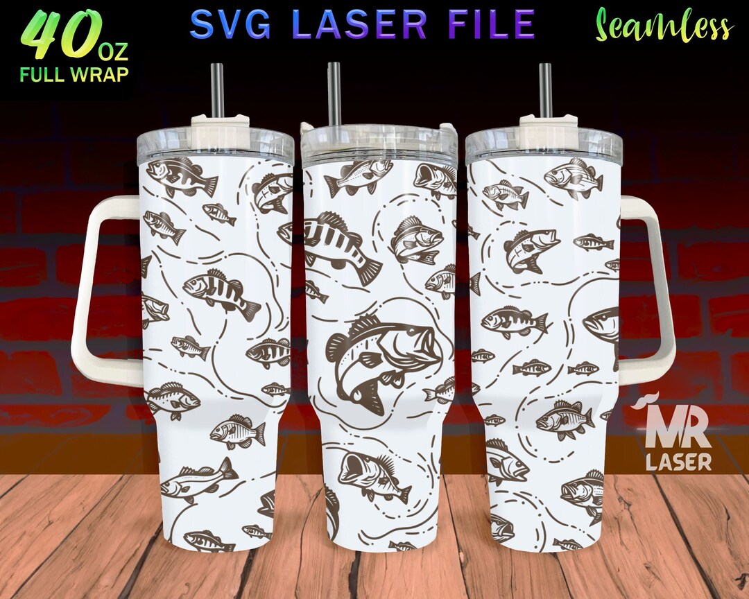 Bass Fish Laser Engraved Full Wrap Design for 40oz Tumbler, Fish SVG ...