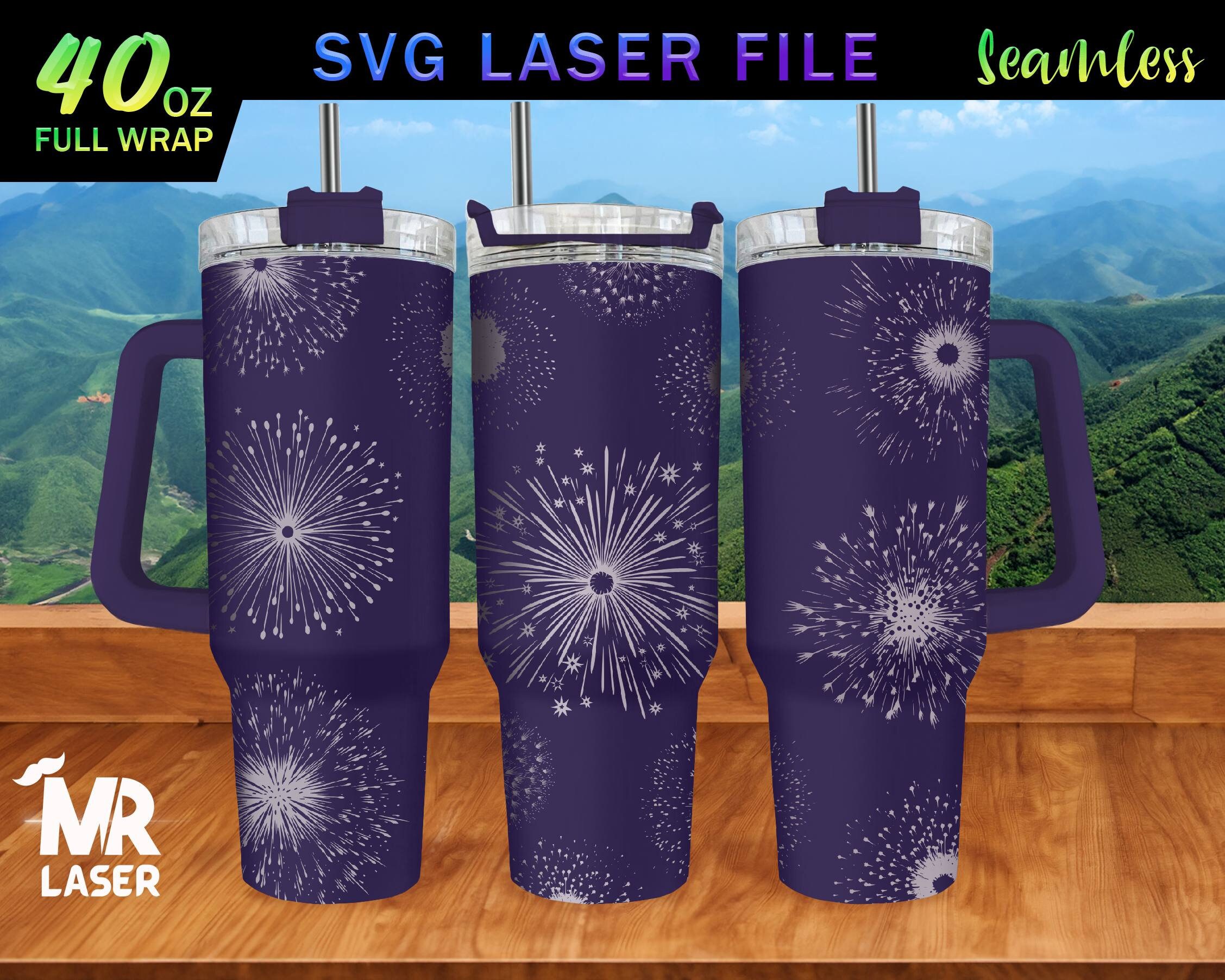 Firework Laser Engraved Full Wrap Design for 40oz Tumbler, Firework SVG ...