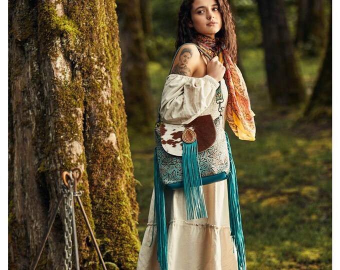 Myra Bag Genuine Hand-tooled Leather and Hairon Cowhide - Etsy