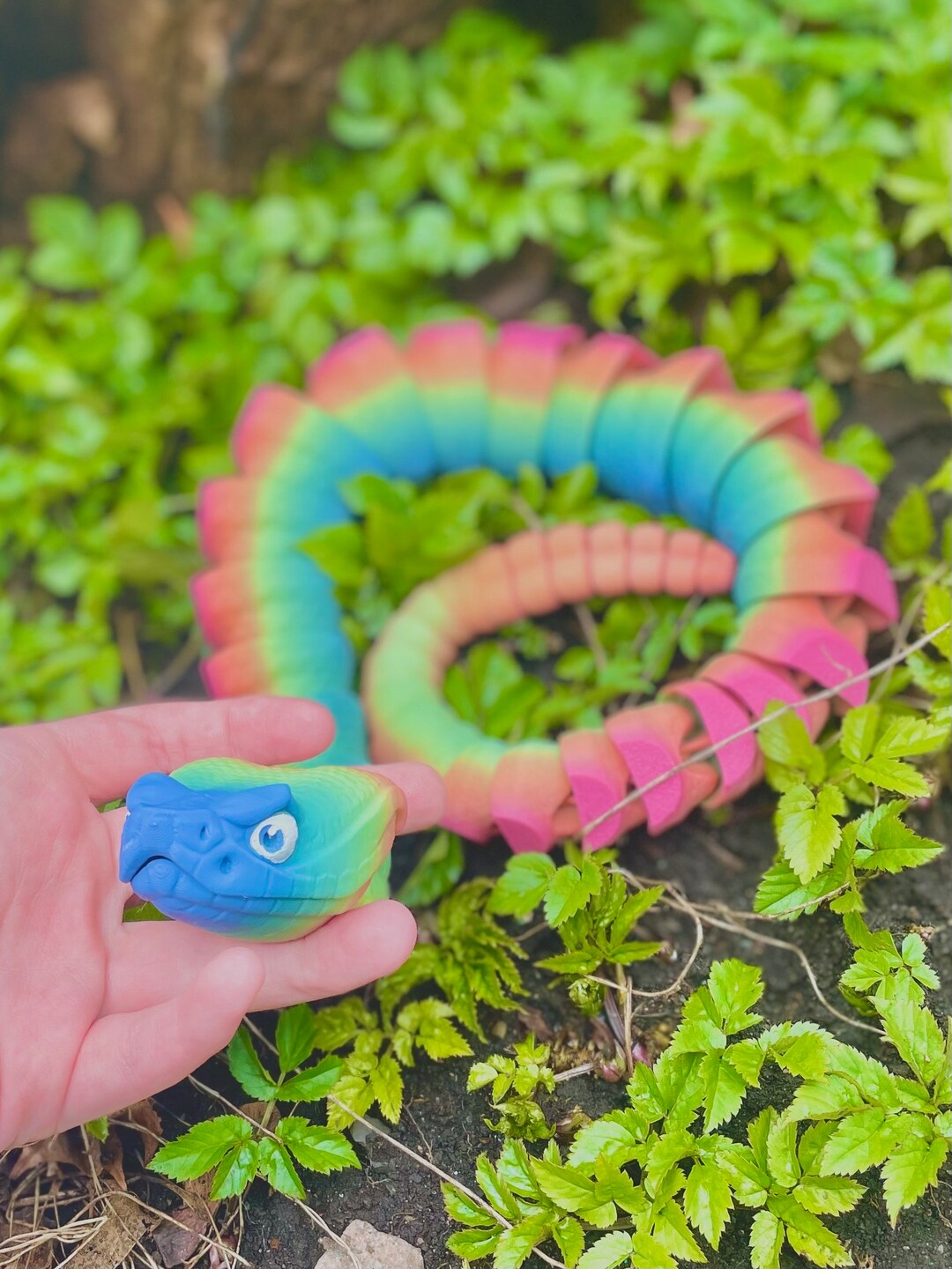 Rainbow Rattlesnake 3D Printed Articulated Fidget Display Toy Doll BJD ...