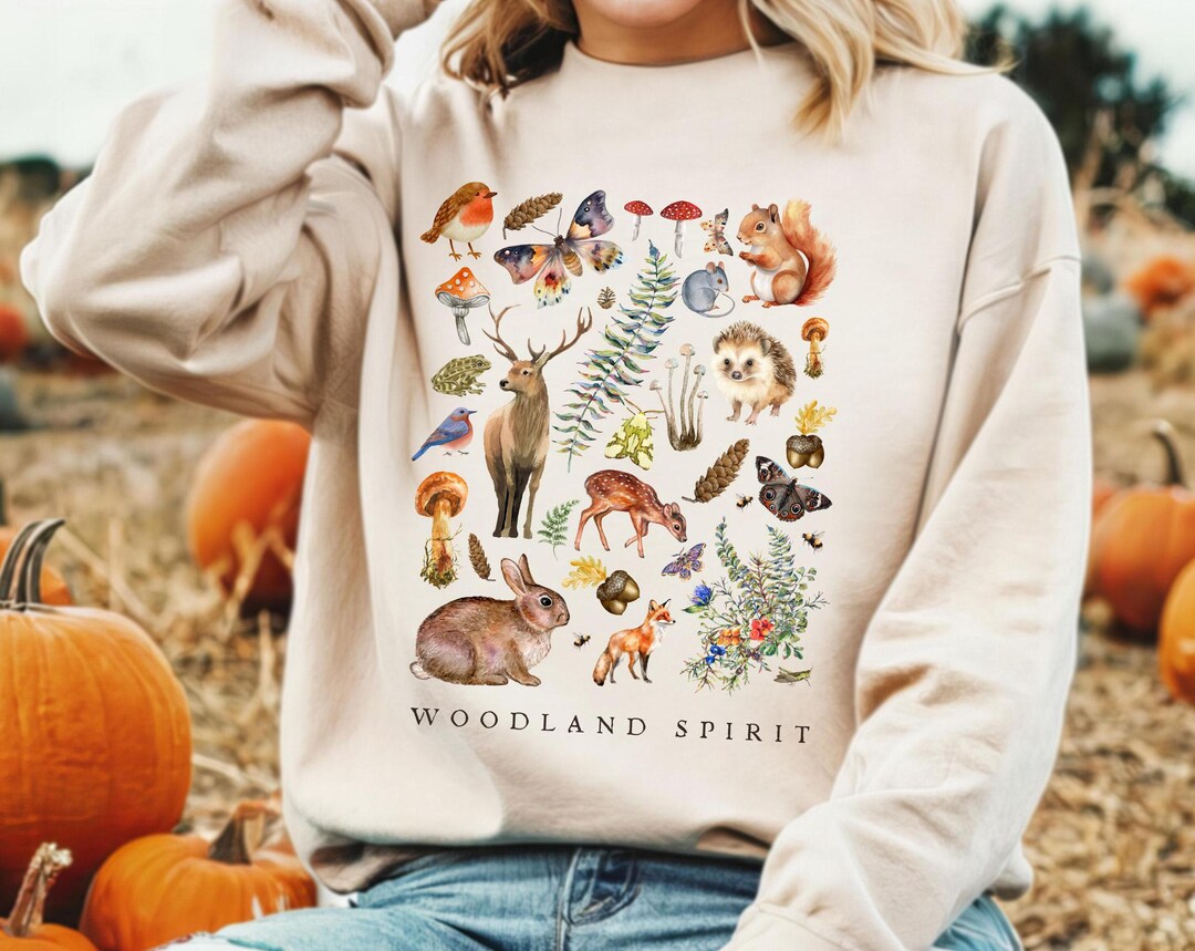 Forest Animals Sweater, Conservation Gift, Granola Girl, Watercolor ...