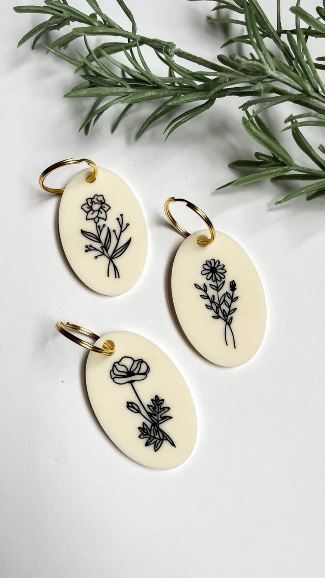 Birth Flower Keychain, Birth Month, Flower Keychain - Etsy