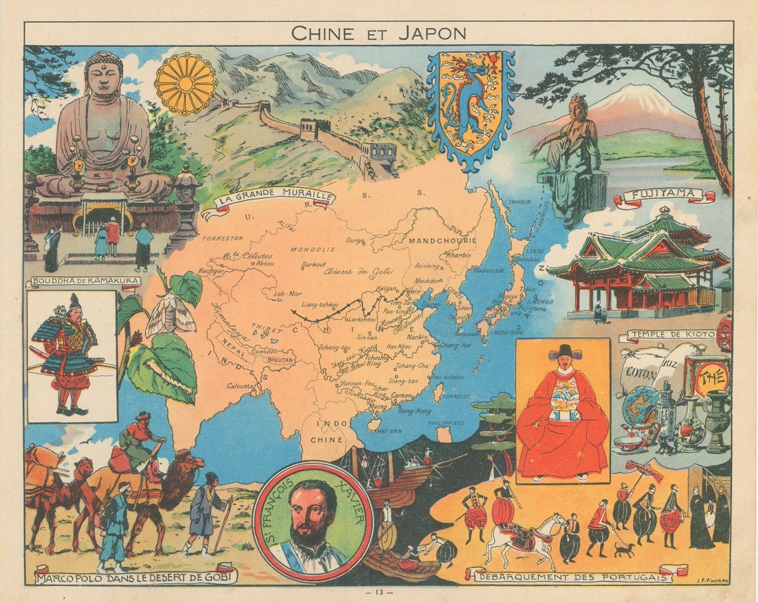 Original Map of China and Japan, Chine Et Japon, 1948 - Etsy