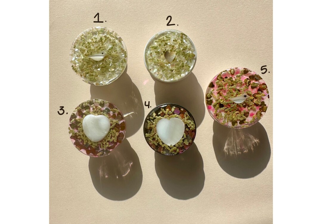 Glitter, Cedar, and Mother of Pearl Pop-sockets - Etsy