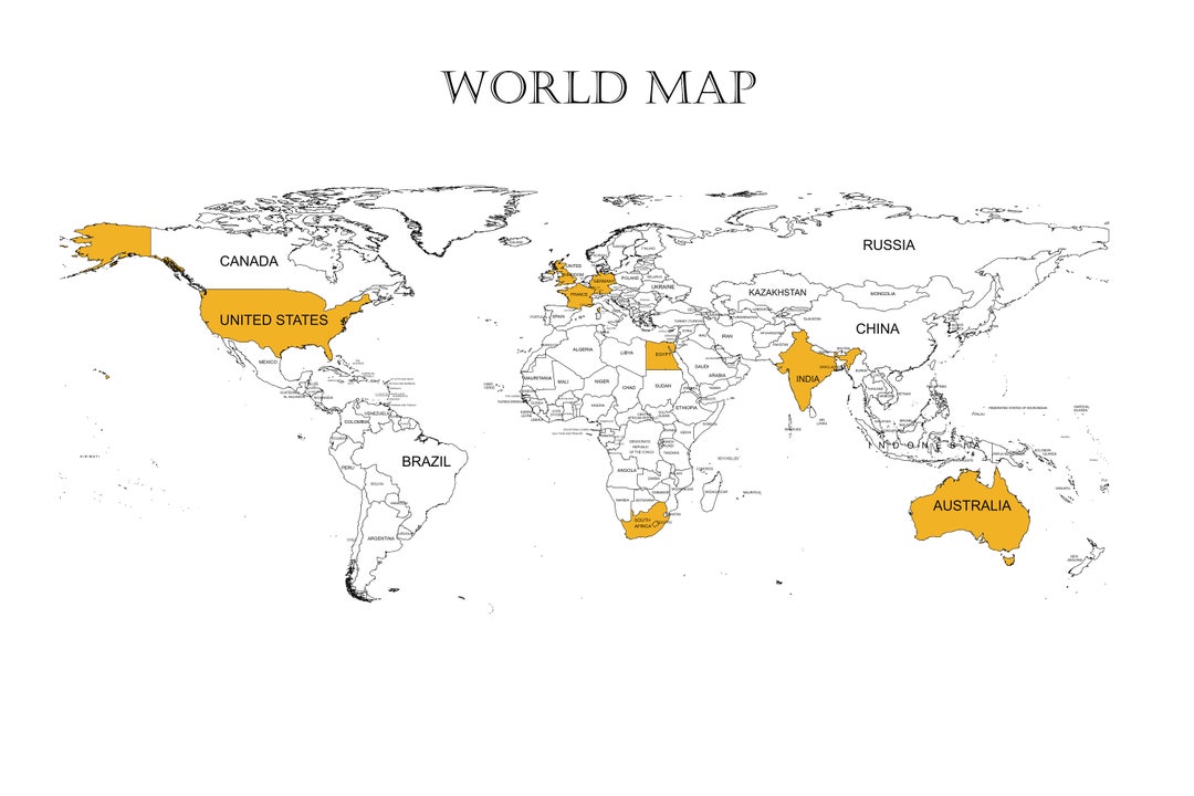 Fully Customizable Digital World Map of Countries You've Visited for ...
