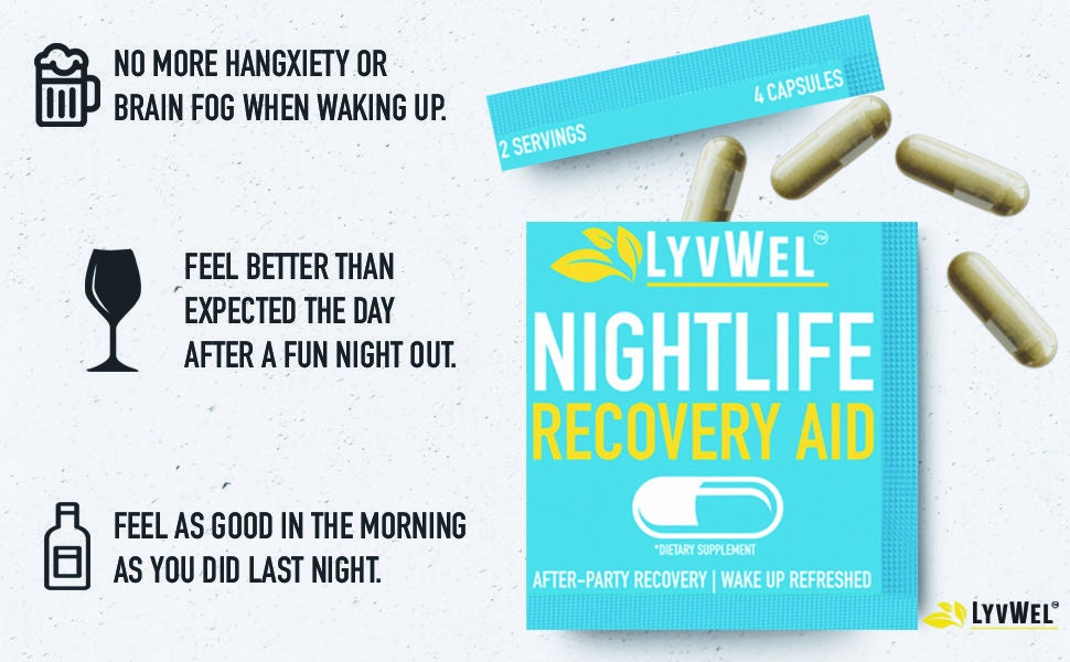 Hangover Kit Recovery 5 Packs 20 Capsules Drinkers Aid for Birthdays ...