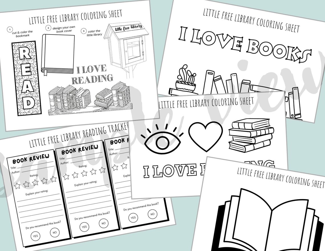 Little Free Library Coloring Pages: Fun Activity Sheet (digital ...