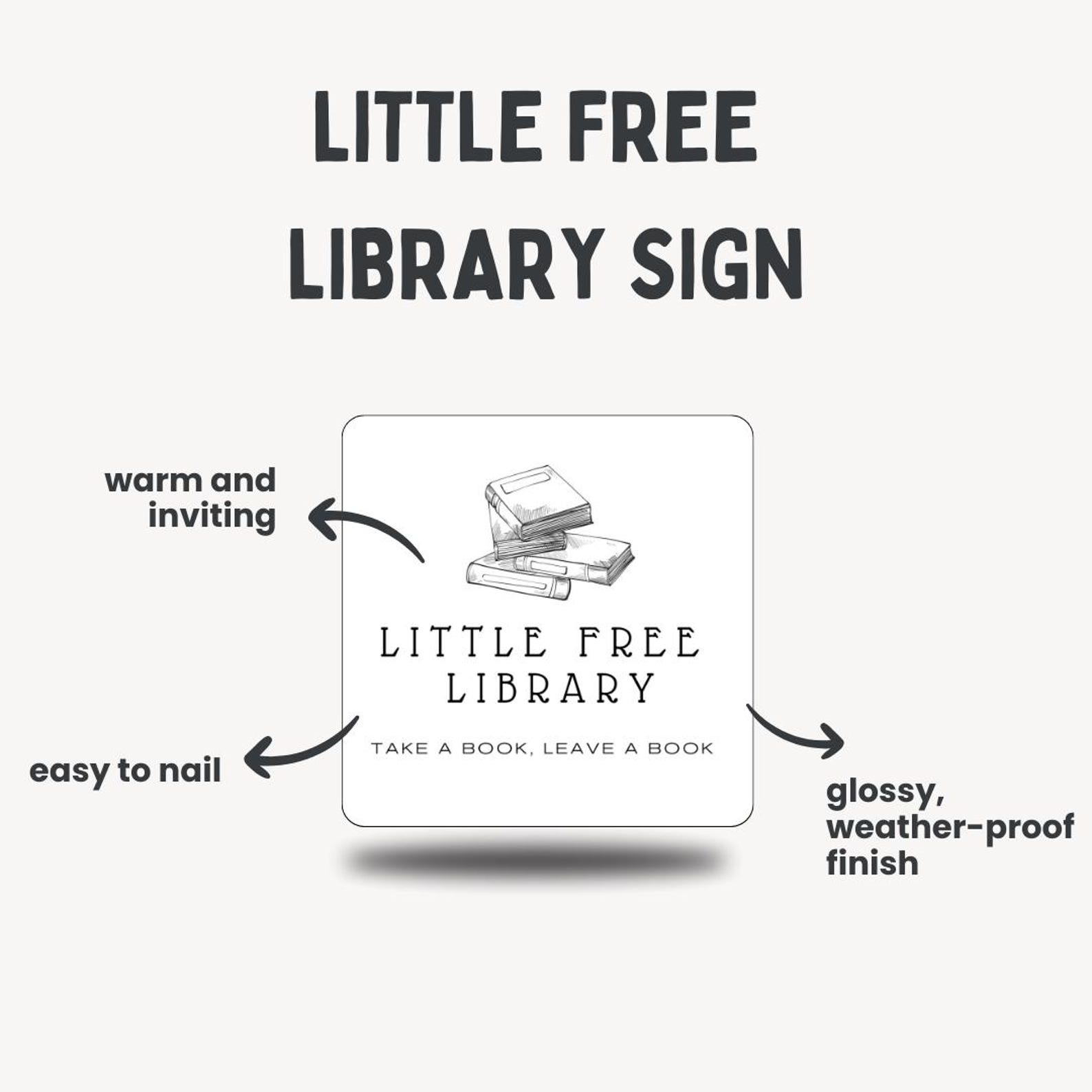 Free Little Library Sign, Cork-back Waterproof Sign, Lending Library ...