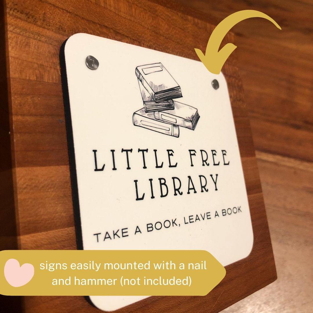 Free Little Library Sign, Cork-back Waterproof Sign, Lending Library ...