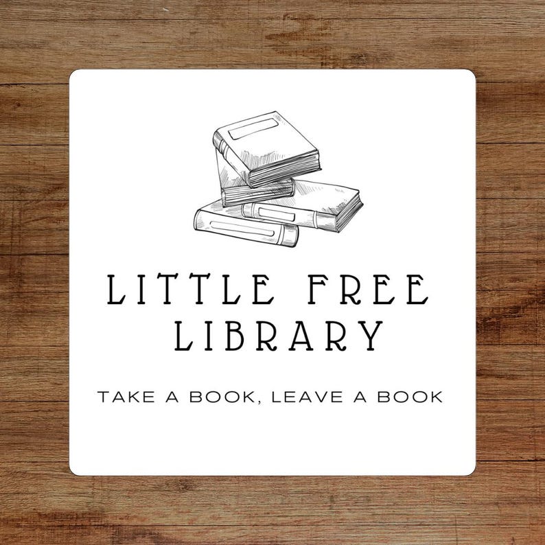 Free Little Library Sign, Cork-back Waterproof Sign, Lending Library ...