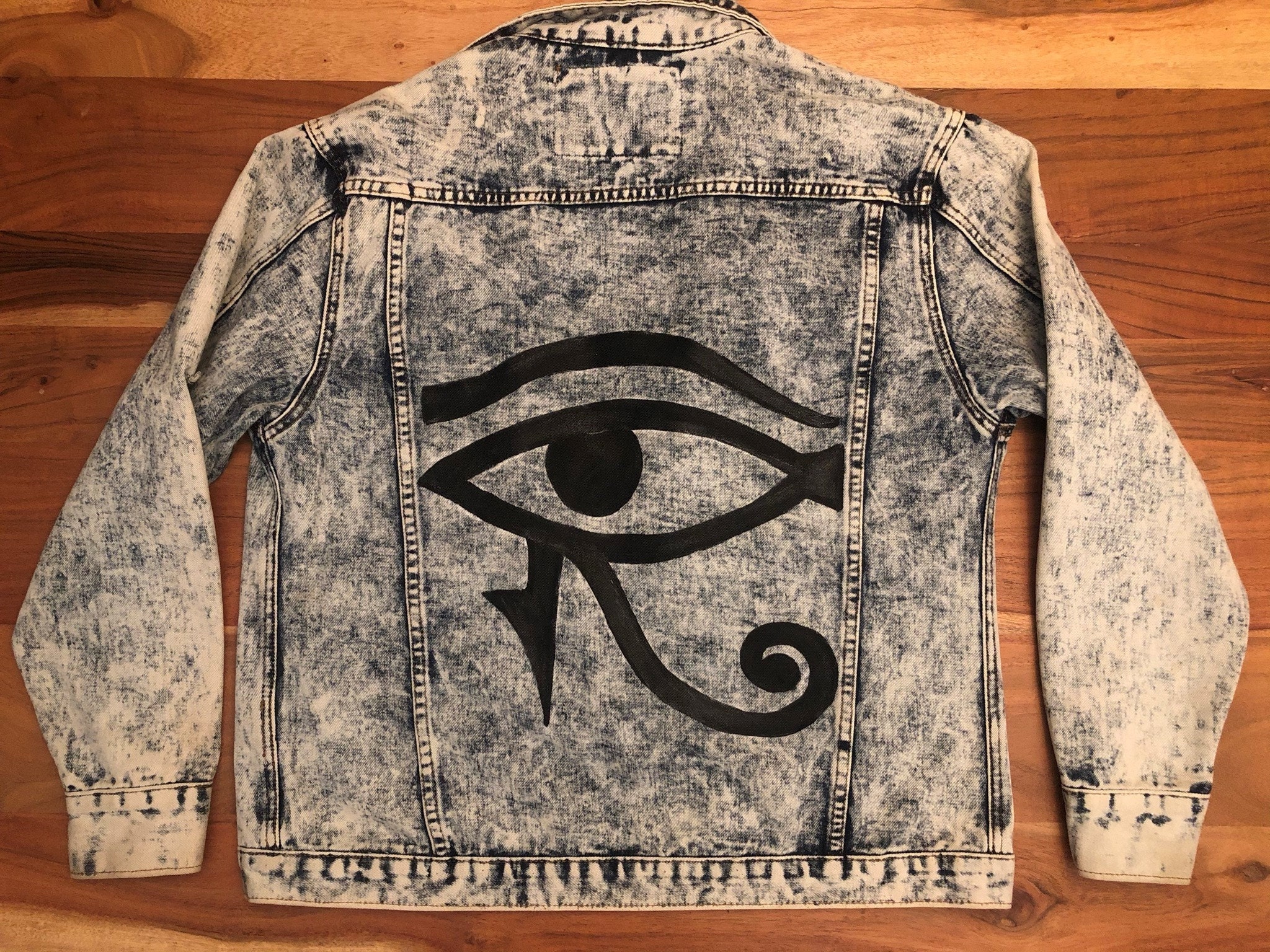 Eye of Horus Custom Painted Jean Jacket, Eye of Ra Jacket, All Seeing ...