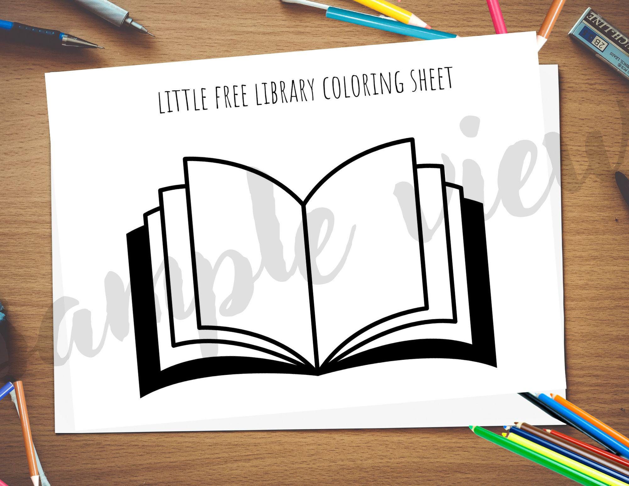 Little Free Library Coloring Pages: Fun Activity Sheet (digital ...