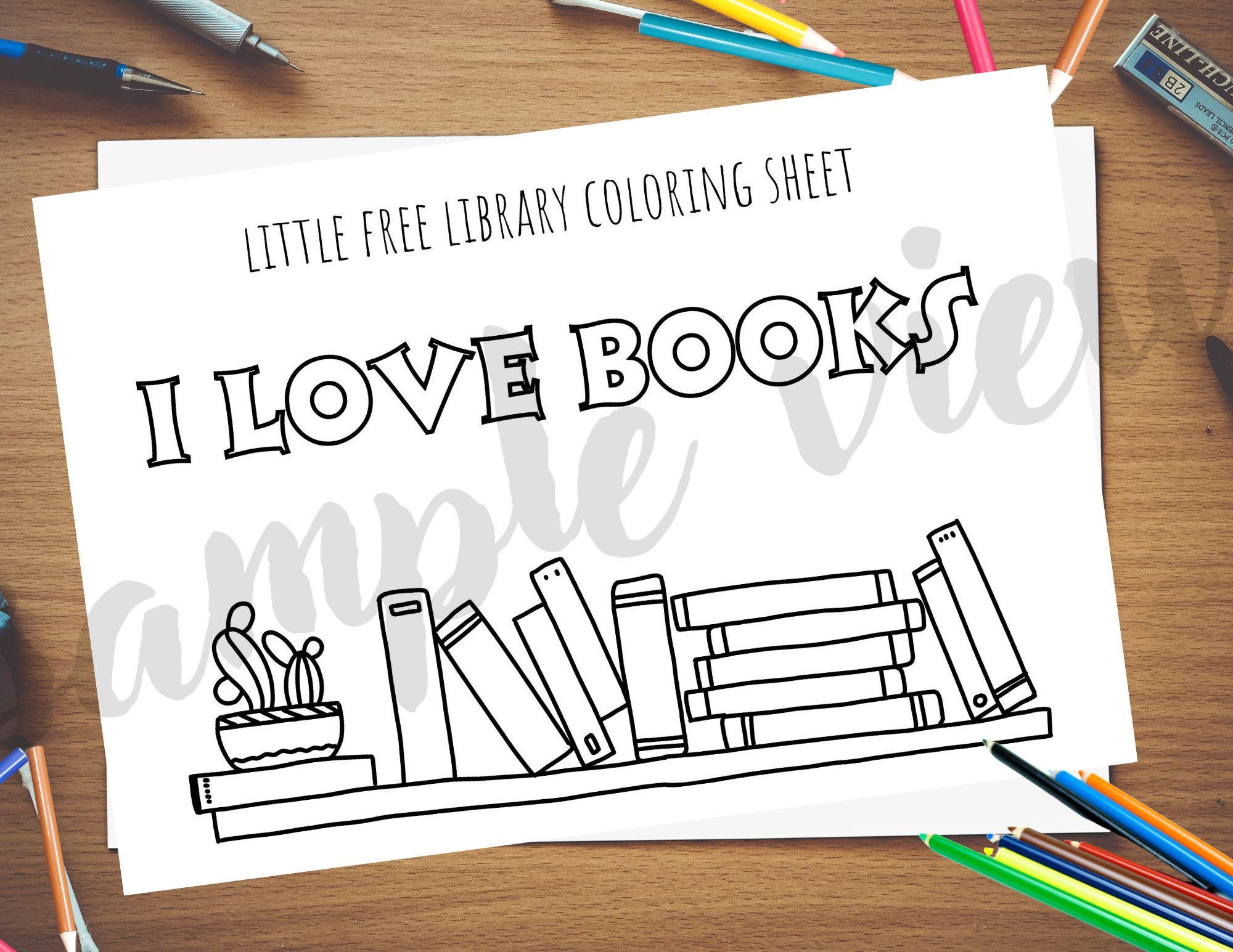 Little Free Library Coloring Pages: Fun Activity Sheet (digital ...