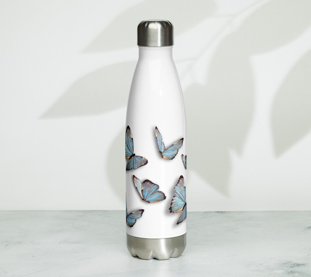 Blue Butterfly Stainless Steel Water Bottle: Mystical Insulated Flask ...