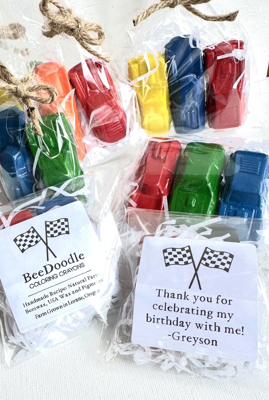 Race Car Crayons Party Favors: Personalized Birthday Treat Bags - Etsy