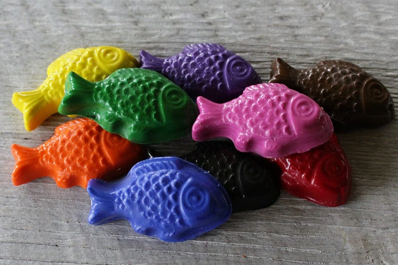 Fish Crayons Counting Toy Pretend Play Beeswax Crayons - Etsy
