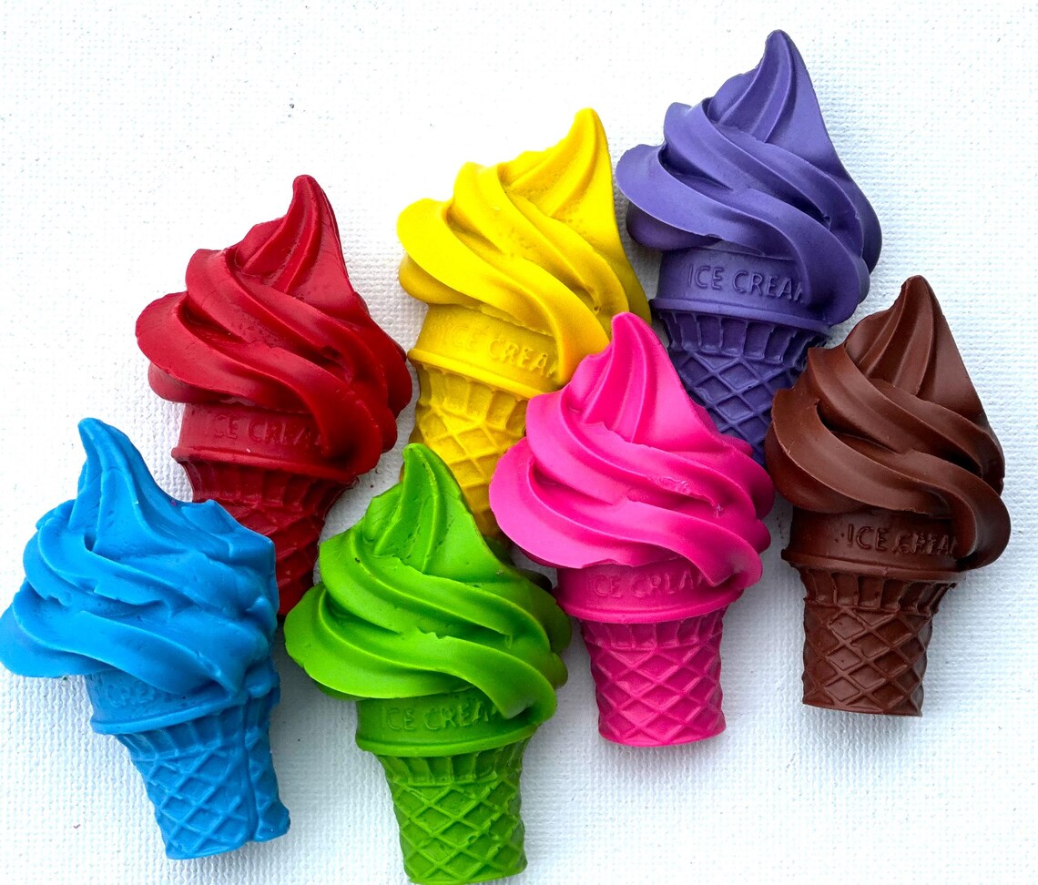 Ice Cream Cone Crayons: Hand Poured Beeswax, Pretend Play Gift - Etsy