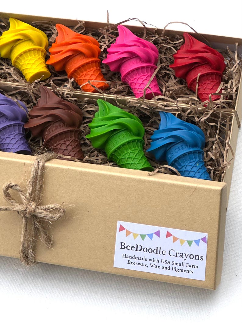 Ice Cream Cone Crayons: Hand Poured Beeswax, Pretend Play Gift - Etsy