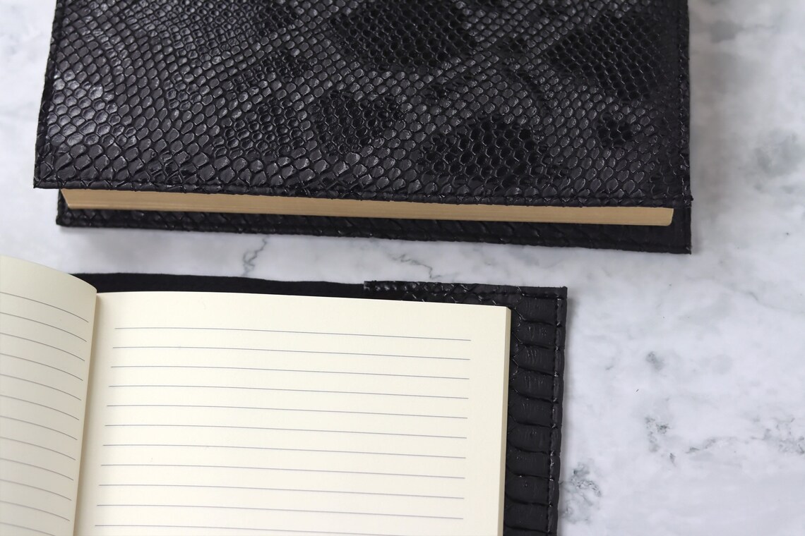 Black Leather Book Cover - Etsy