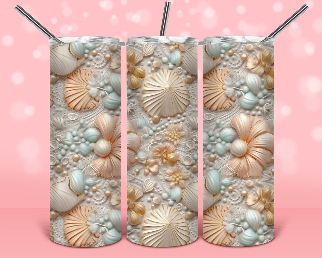 3D Sea Shells and Pearls Ready to Press Tumbler Sublimation Transfer 20 ...