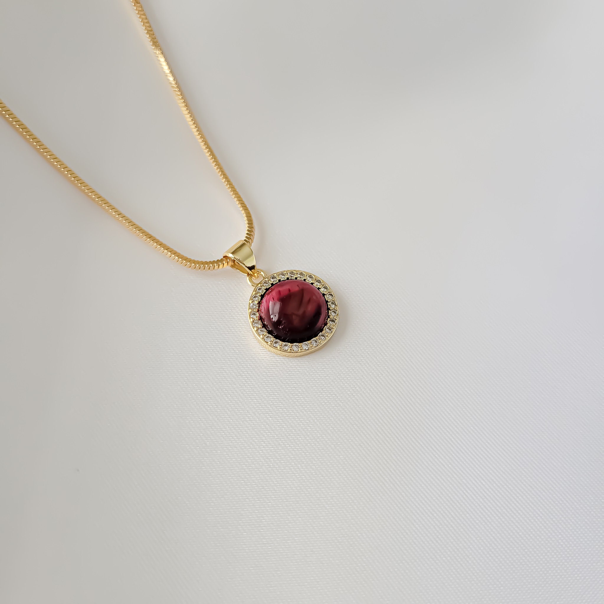Red Amethyst Necklace. Amethyst Jewelry. Minimalist Gold - Etsy