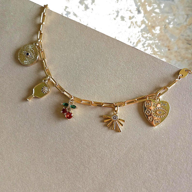 Custom Gold Charm Bracelet. Build Your Own Multi Charm Bracelet. Pick ...