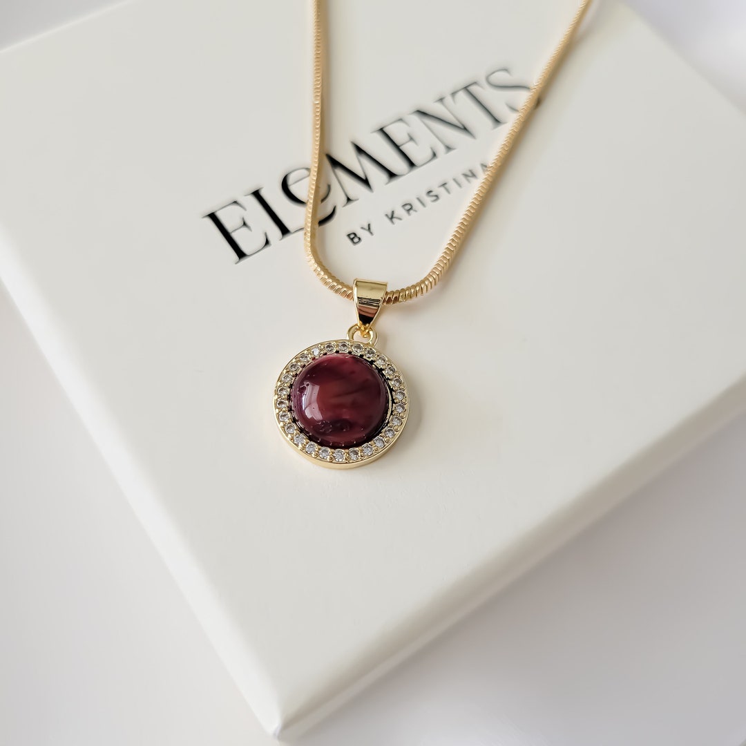 Red Amethyst Necklace. Amethyst Jewelry. Minimalist Gold Filled Chain ...