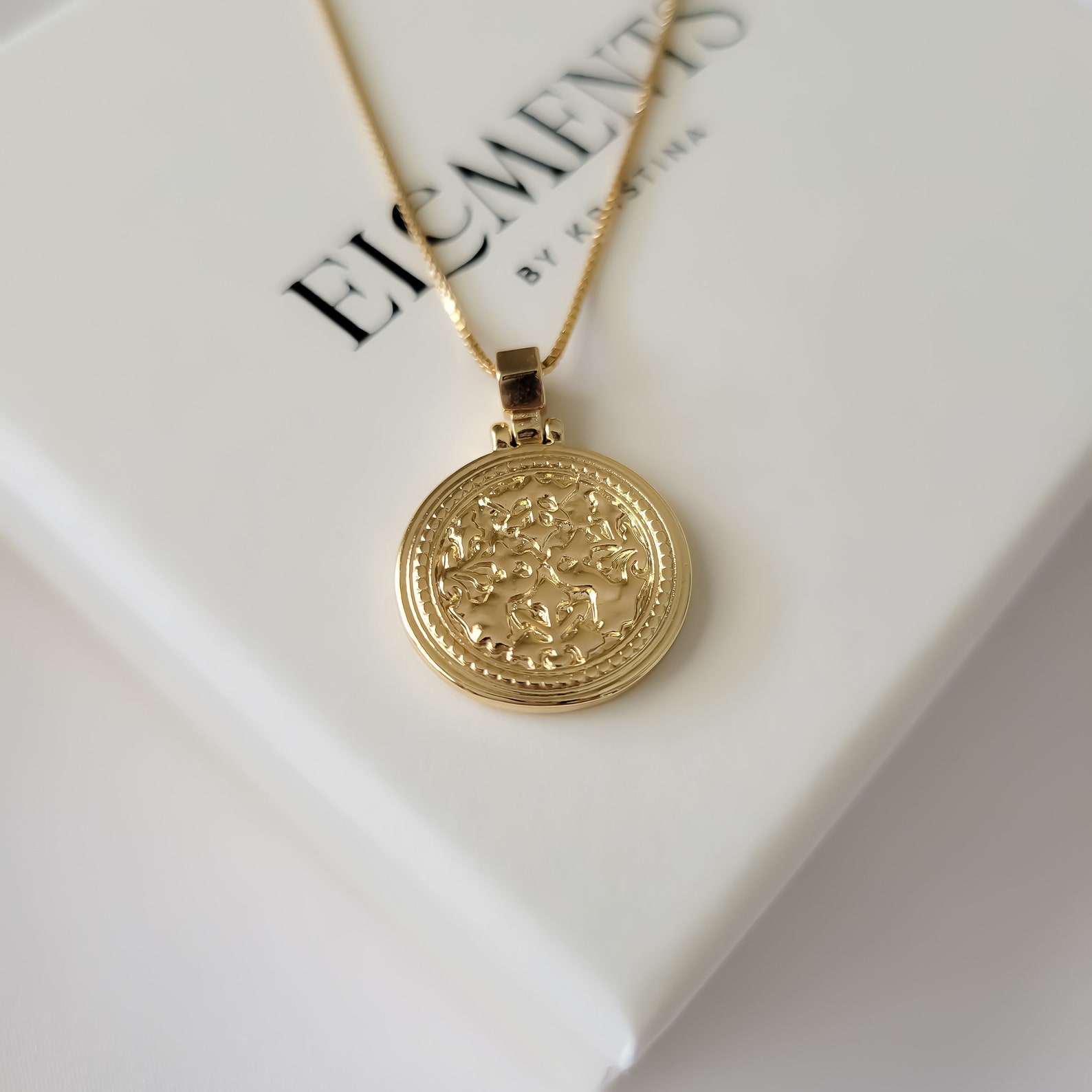 Medallion Necklace. Gold Filled Coin Necklace. Dainty Minimalist ...