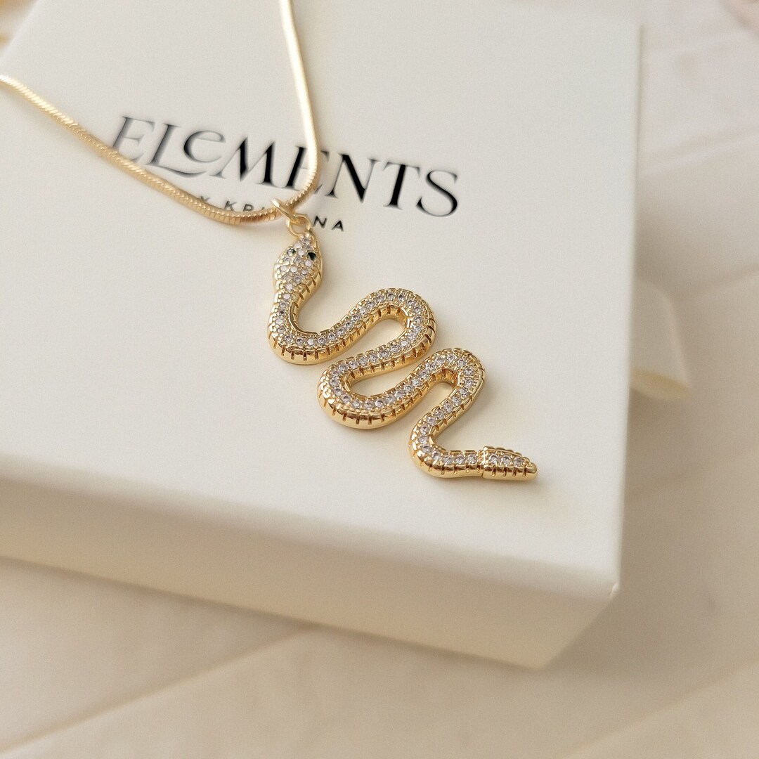 Gold Snake Necklace. Gold Filled Snake Pendant Necklace. Snake - Etsy