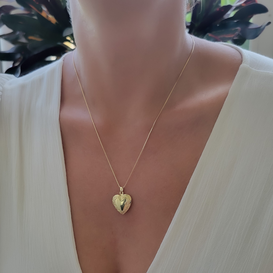 Gold Filled Heart Locket Necklace. Heart Picture Necklace. Locket With ...
