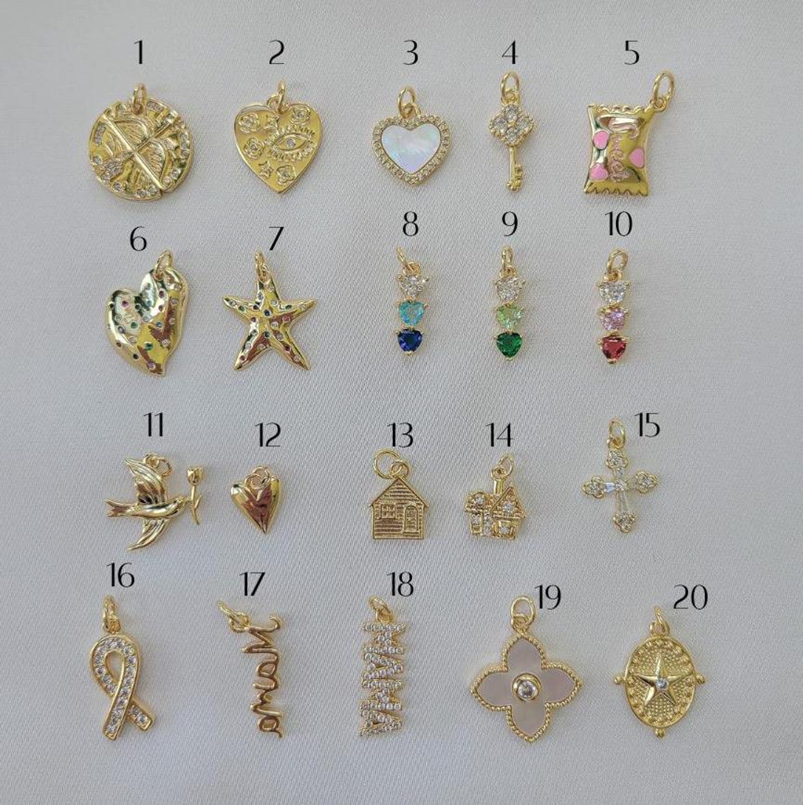 Custom Gold Charm Necklace. Build Your Own Multi Charm Necklace. Pick ...