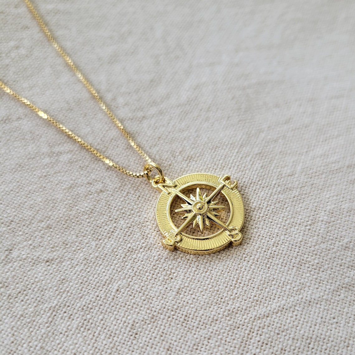Gold Compass Necklace Coordinate Necklace Gold Filled | Etsy