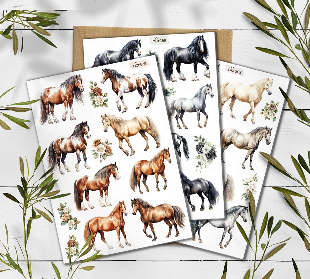 Horses Stickers. Animal Stickers. Horse Sticker Pack. Riding Stickers ...