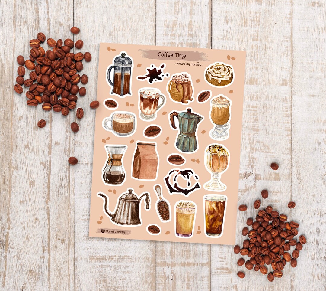 Coffee Sticker Pack, Cafe Stickers, Decorative Planner Sticker, Bullet ...