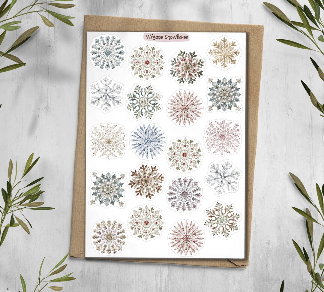 Vintage Snowflake Sticker Sheet. Winter Planner Stickers - Etsy