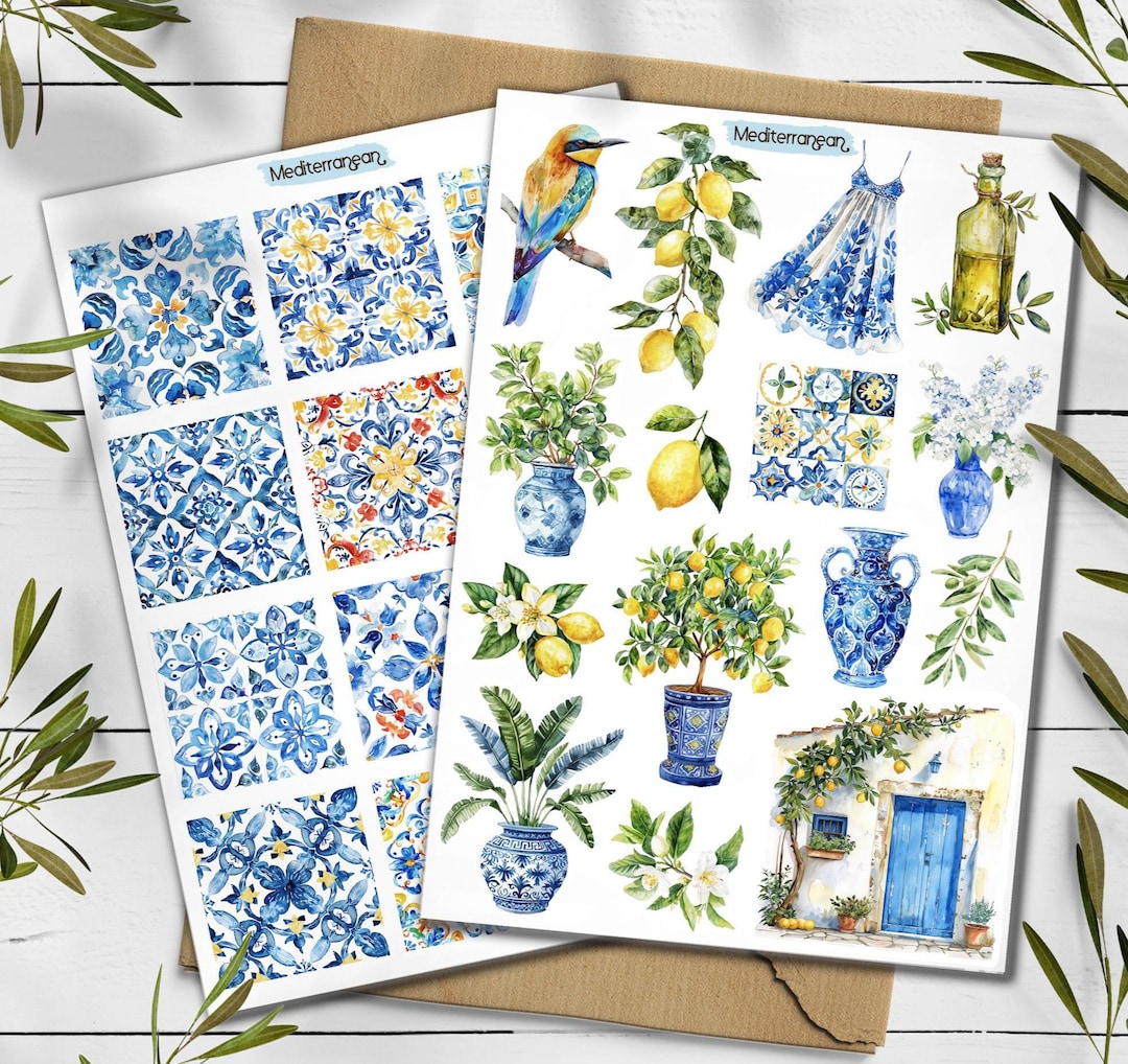 Mediterranean Stickers. Travel Stickers. Mediterranean Summer Holiday ...
