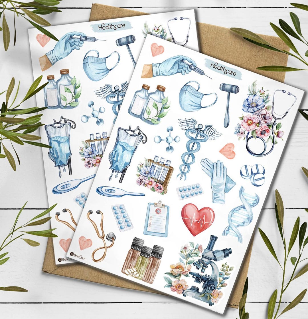 Healthcare Sticker Sheet: Nurse, Medical, Planner, Scrapbook - Etsy
