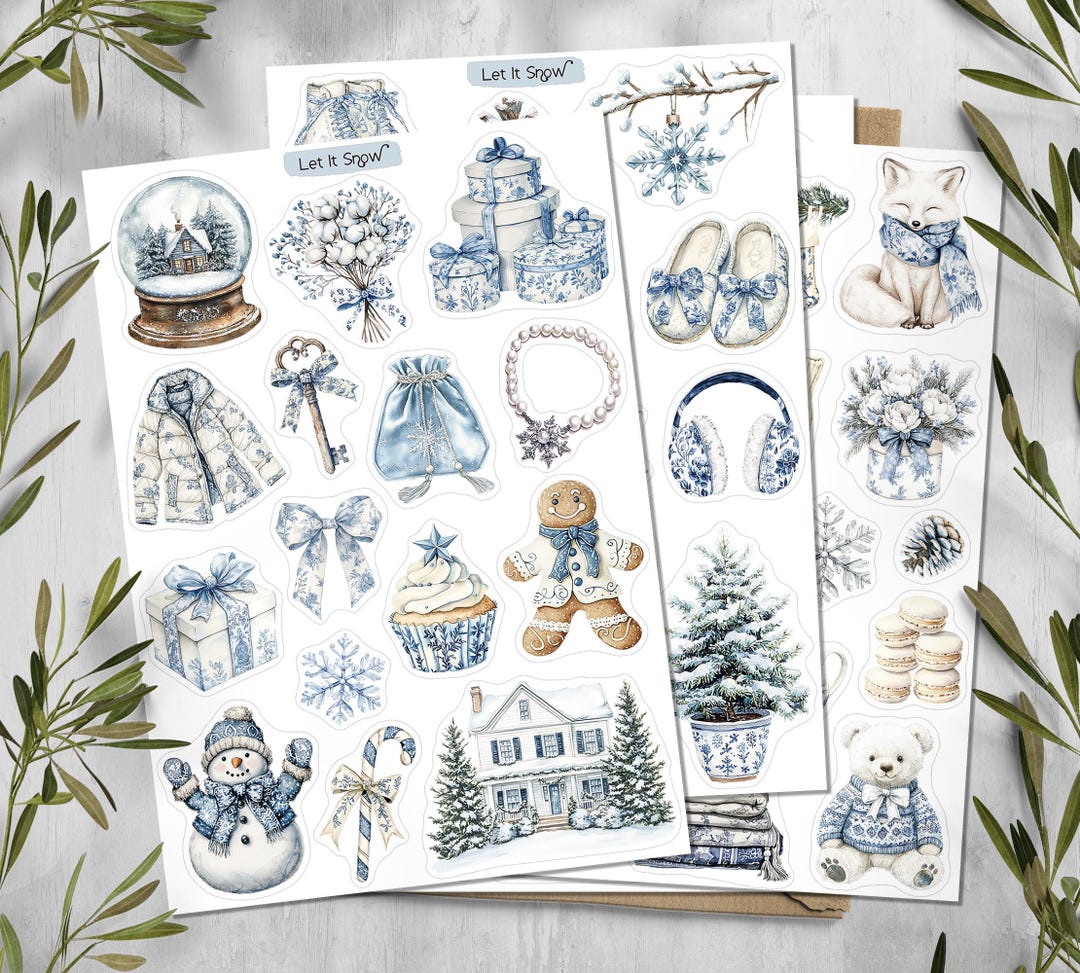 Let It Snow Stickers. Winter Forest. Christmas Sticker Sheet. Cozy ...
