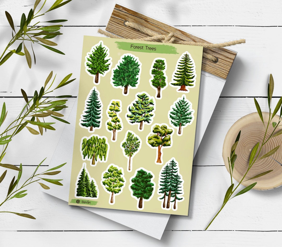 Forest Trees Stickers. Woodland Sticker Pack. Landscape Stickers ...