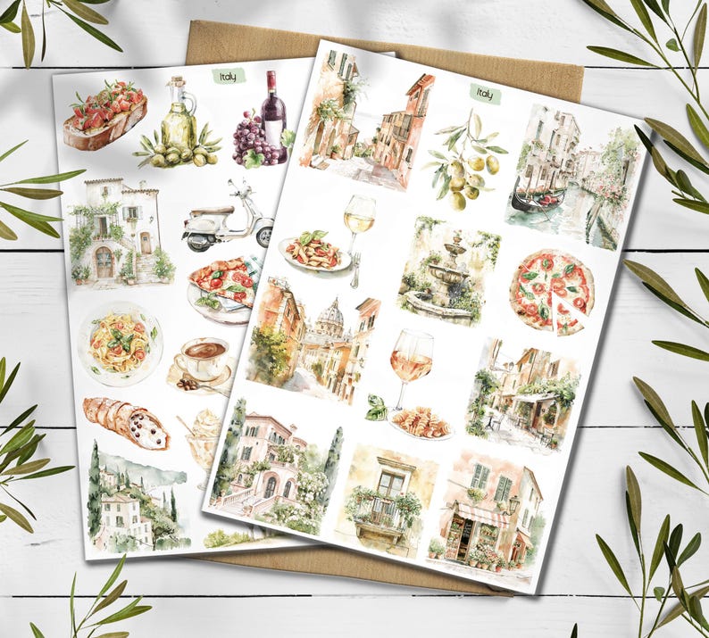 Italy Travel Stickers: Mediterranean Holiday, Planner, Scrapbook - Etsy