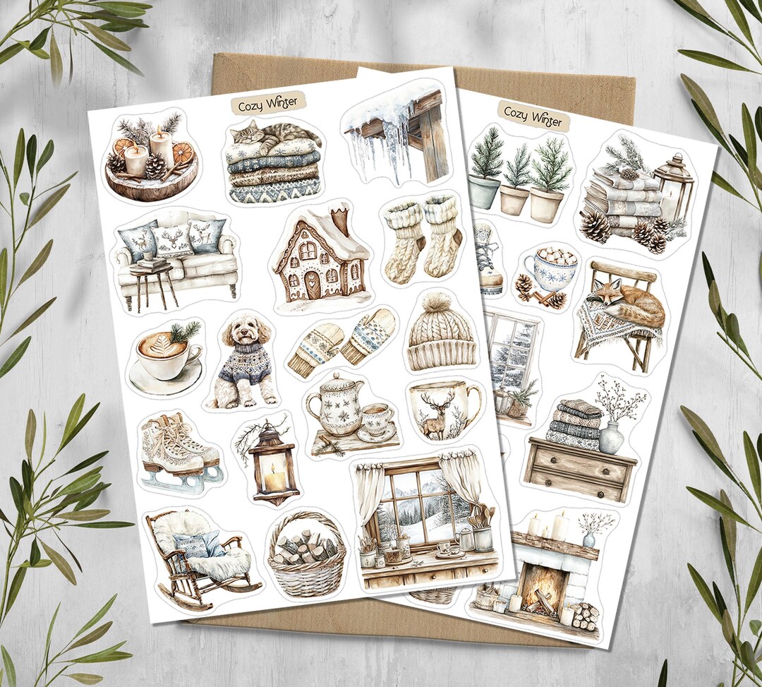 Cozy Winter Stickers. Christmas Stickers. New Year Planner Stickers ...