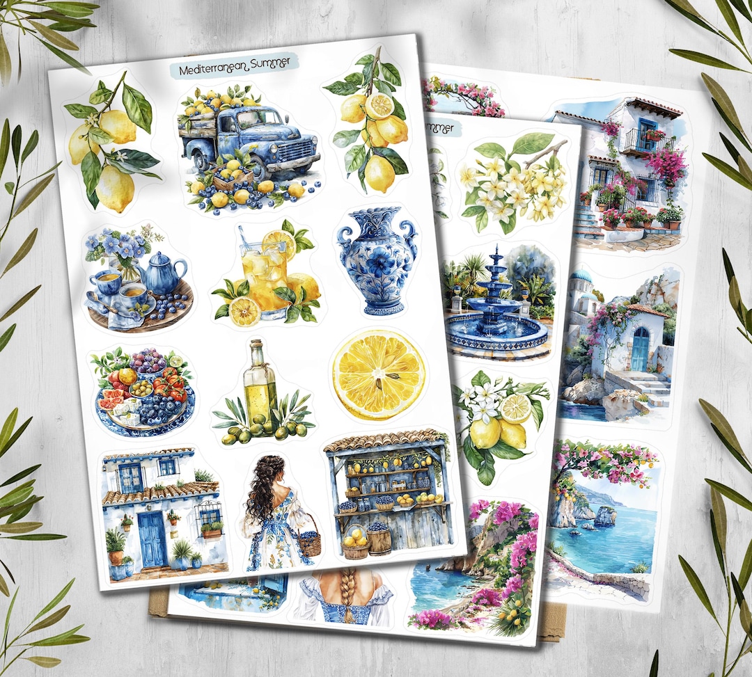 Mediterranean Stickers. Travel Stickers. Mediterranean Summer Holiday ...