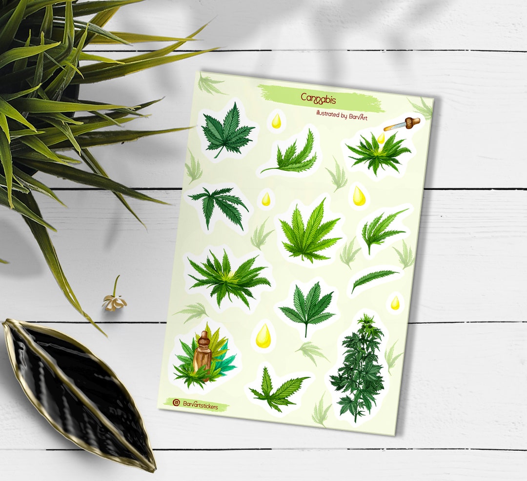 Cannabis Stickers. Hepm Leaf Sticker Pack. Weed Stickers. - Etsy