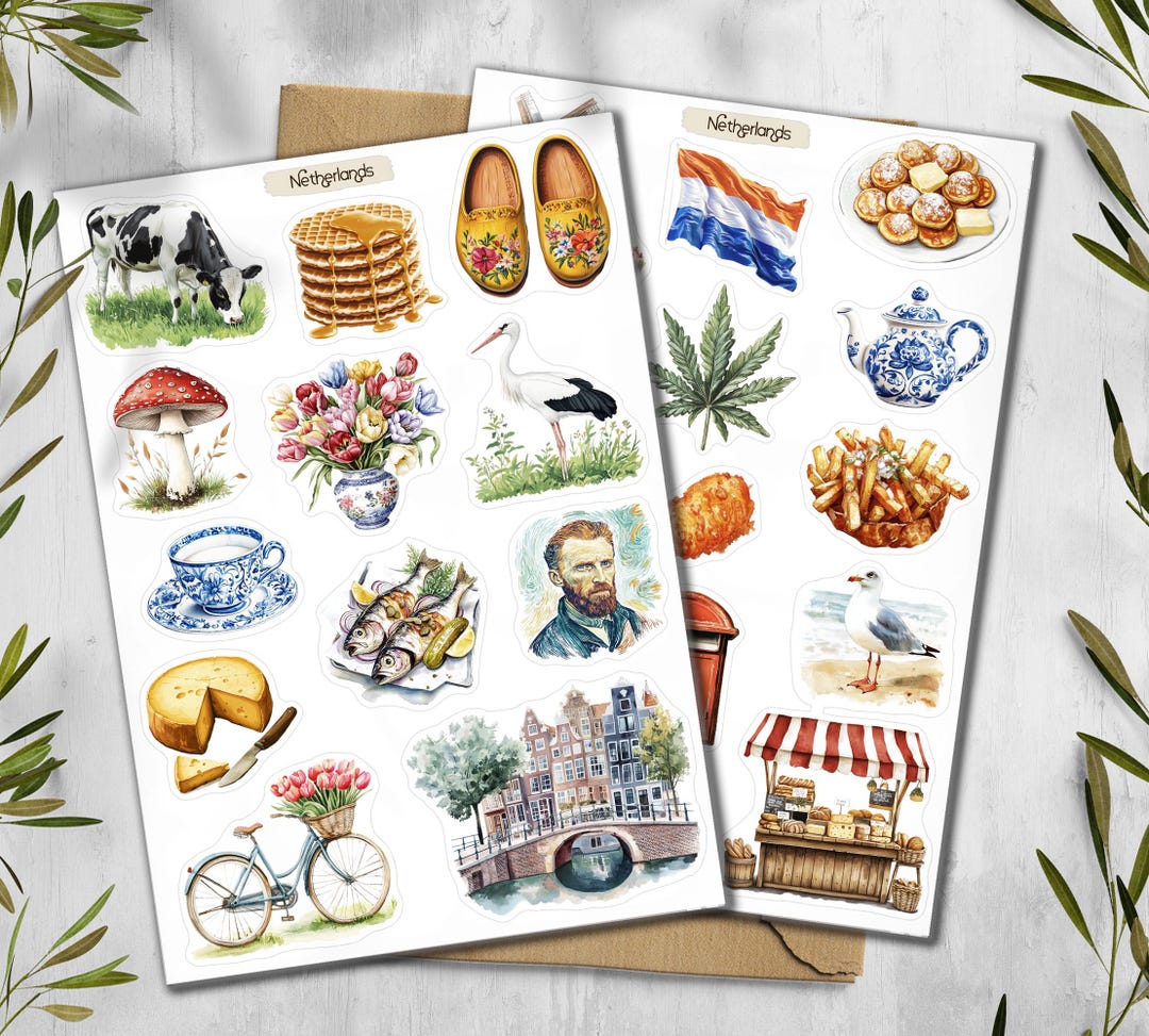 Netherlands Travel Stickers: Tulips Amsterdam, Europe - Scrapbook ...