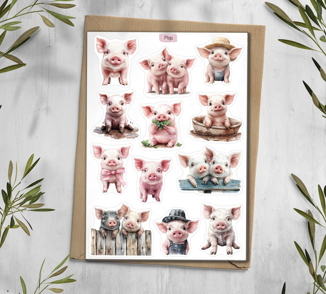 Pig Sticker Sheet. Farm Animals Planner Stickers - Etsy