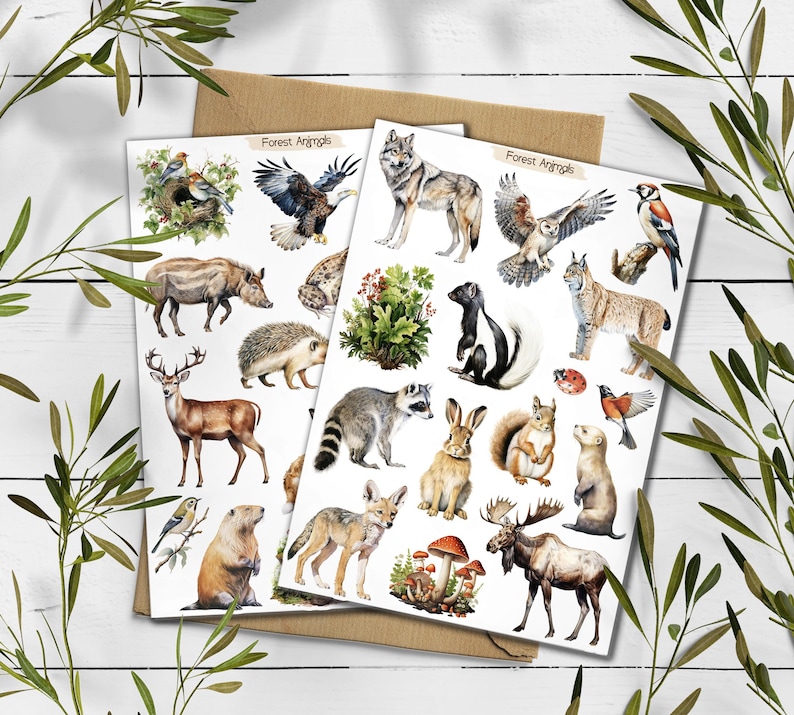 Forest Animals Sticker Pack: Woodland Scrapbooking Stickers - Etsy